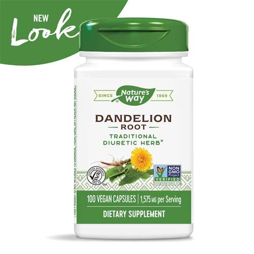 Nature's Way Dandelion Root, 1,575 mg, Non-GMO Project Verified, Gluten Free, Vegetarian, 100 Capsules, Pack of 2