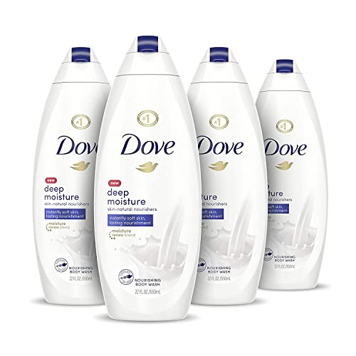 Dove Deep Moisture Body Wash For Dry Skin Moisturizing Body Wash Transforms Even The Driest Skin In One Shower , 22 Fl Oz (Pack of 4)