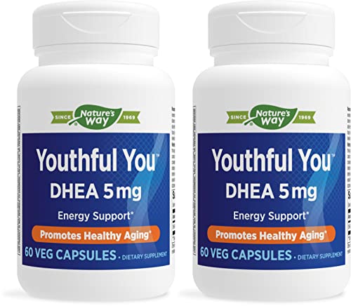 Nature's Way Youthful You DHEA, 5mg per Serving, Energy Support*, Healthy Aging*, 60 Capsules - (Pack of 2)