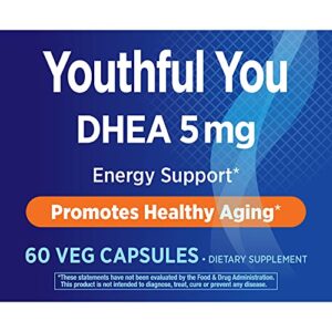 Nature's Way Youthful You DHEA, 5mg per Serving, Energy Support*, Healthy Aging*, 60 Capsules - (Pack of 2)