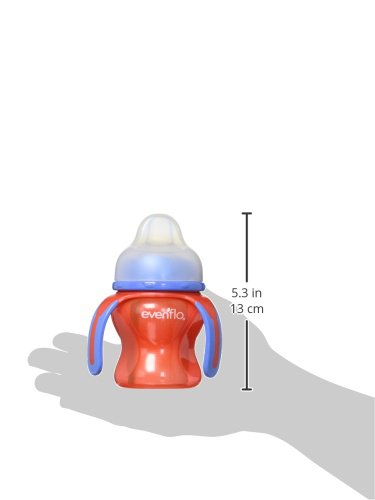 Evenflo Feeding Soft-flo Trainer Sippy Cup with Handle for Growing Baby and Toddler - Red/Teal, 5 Ounce (Pack of 2)