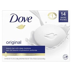 dove beauty bar gentle skin cleanser moisturizing for gentle soft skin care original made with 1/4 moisturizing cream, 3.75 ounce (pack of 14)