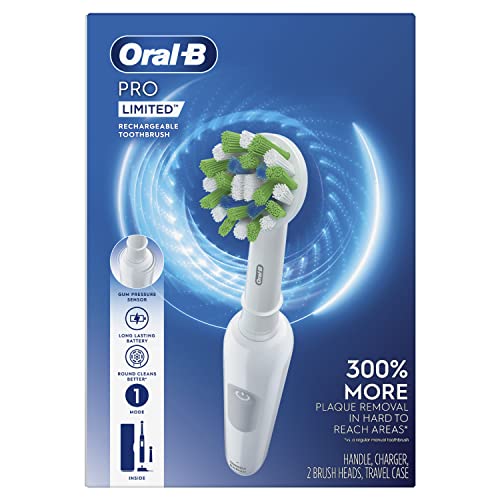 Oral-B Pro Limited Electric Toothbrush with (2) Brush Heads, Rechargeable, White