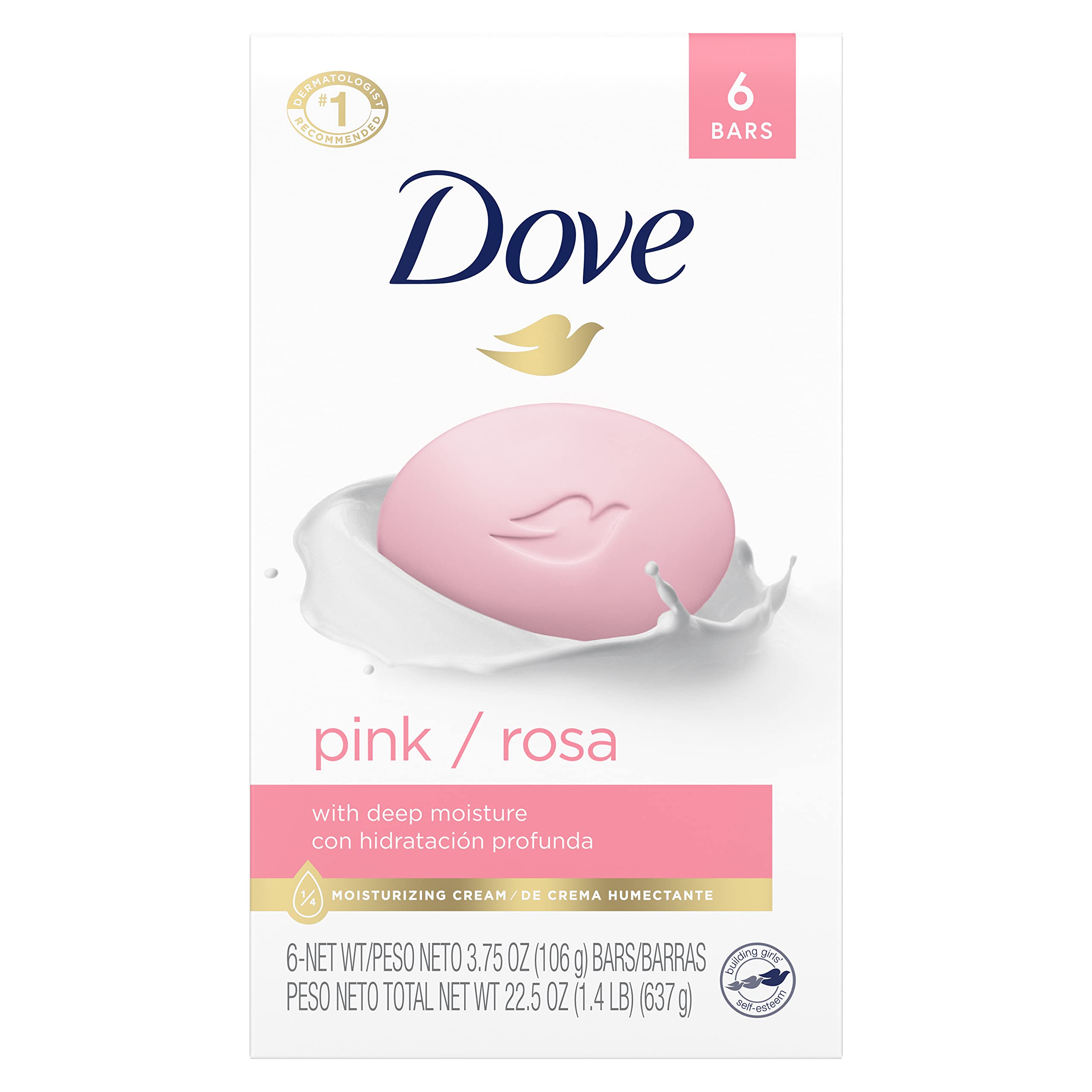 Dove Beauty Bar Gentle Skin Cleanser Pink 6 Bars Moisturizing for Gentle Soft Skin Care More Moisturizing Than Bar Soap 3.75 oz