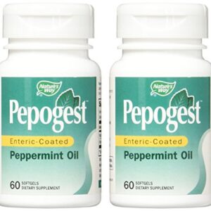 Nature's Way Pepogest Enteric-Coated Peppermint Oil, Gastrointestinal Comfort, 60 Count (Pack of 2)