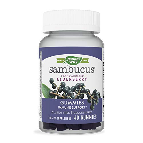 Nature’s Way Sambucus Elderberry Gummies, Immune Support Gummies*, Black Elderberry with Vitamin C and Zinc, 40 Gummies