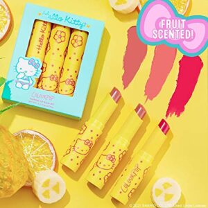 colourpop hello kitty lip balm set! yummy smoothie glowing set of 3 – tropic cutie, fun in the sun, hello fruity – new