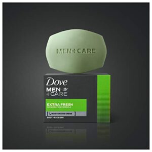 Dove Men+Care 3 in 1 Bar Cleanser for Body, Face, and Shaving Extra Fresh Body and Facial Cleanser More Moisturizing Than Bar Soap to Clean and Hydrate Skin 3.75 Ounce (Pack of 8)