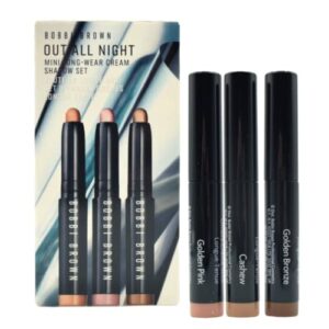 bobbi brown out all night mini long-wear cream shadow gift set:: cashew, golden pink, and golden bronze