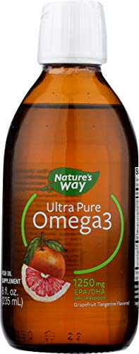 Nature’s Way Ultra Pure Omega3 Liquid Fish Oil Supplement, Grapefruit Tangerine Flavor, 8 Fl Oz