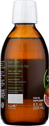 Nature’s Way Ultra Pure Omega3 Liquid Fish Oil Supplement, Grapefruit Tangerine Flavor, 8 Fl Oz