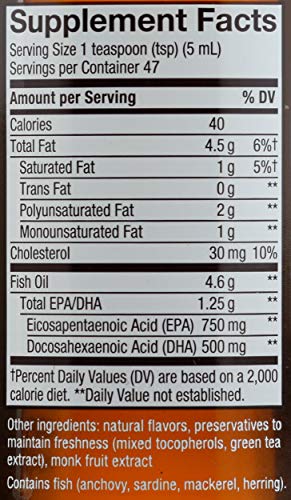 Nature’s Way Ultra Pure Omega3 Liquid Fish Oil Supplement, Grapefruit Tangerine Flavor, 8 Fl Oz