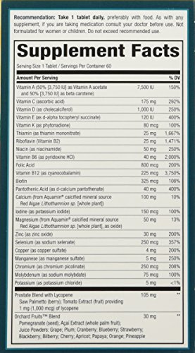 Nature's Way Alive! Once Daily Men's 50+ Multivitamin, Ultra Potency, Food-Based Blends (291mg per serving), 60 Tablets, Pack of 2