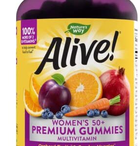 Nature's Way Alive! Women's 50+ Premium Gummy Multivitamin, Full B Vitamin Complex, 75 Gummies