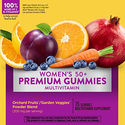 Nature's Way Alive! Women's 50+ Premium Gummy Multivitamin, Full B Vitamin Complex, 75 Gummies