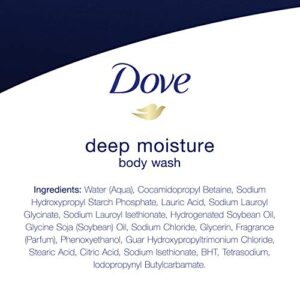 Dove Body Wash With Skin Natural Nourishers for Instantly Soft Skin and Lasting Nourishment Deep Moisture Sulfate Free 22 oz, 4 Count