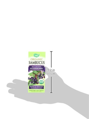 Nature's Way USDA Organic Sambucus Elderberry Syrup, Herbal Supplements, Gluten Free, Vegetarian, 4 Ounce (Packaging May Vary)