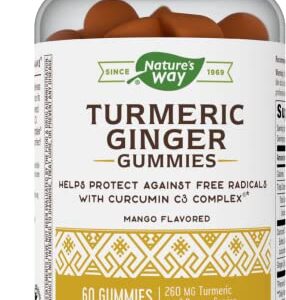 Nature’s Way Turmeric Ginger Gummies, Protect Against Free Radicals*, Support Antioxidant Pathways*, 260mg Turmeric per Serving, 60 Gummies