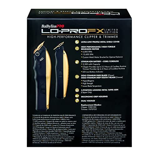 BaBylissPRO Limited Edition LO-PROFX High Performance Clipper and Trimmer - Gold