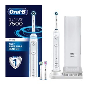 Oral-B 7500 Electric Toothbrush with Replacement Brush Heads and Travel Case, White