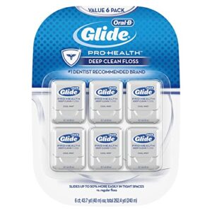 oral-b glide pro-health dental floss, deep clean, mint, 40m, pack of 6