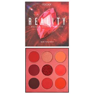 Docolor Eyeshadow Palette 9 Colors Gemstone Shadow Palette Highly Pigmented Mattes Shimmers Naked Smokey Glitter Cream Colorful Powder Blendable Long Lasting Waterproof Makeup Palette-Red