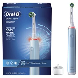 oral-b smart 1500 electric power rechargeable battery toothbrush, blue