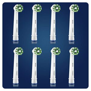 Oral-B Cross Action Electric Toothbrush Head with CleanMaximiser Technology, Angled Bristles for Deeper Plaque Removal, Pack of 8, Suitable for Mailbox, White