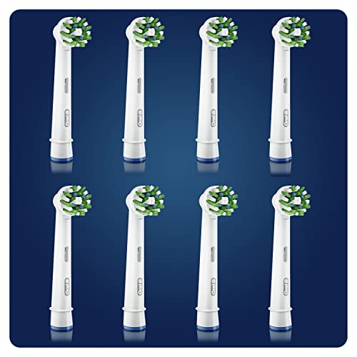 Oral-B Cross Action Electric Toothbrush Head with CleanMaximiser Technology, Angled Bristles for Deeper Plaque Removal, Pack of 8, Suitable for Mailbox, White