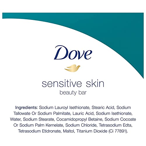 Dove Bath Bars, Sensitive Skin, Unscented, 4 Ounce (Pack of 6) (Packaging may vary)