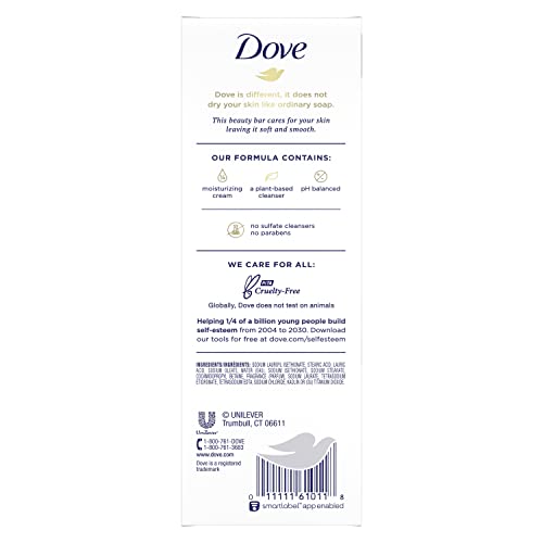 Dove Beauty Bar Gentle Skin Cleanser Moisturizing for Gentle Soft Skin Care Original Made With 1/4 Moisturizing Cream 3.75 oz, 6 Bars