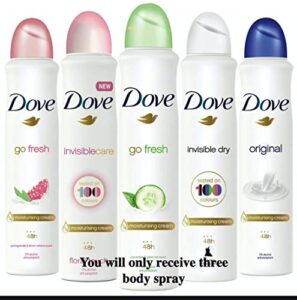 dove body spray anti-perspirant/anit-transpirant (3x250ml/8.5oz, mix within the avialble kinds)