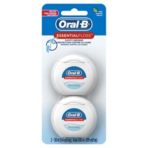 oral-b essentialfloss cavity defense dental floss, 50 m, 2 pack