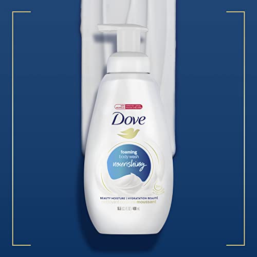 Dove Instant Foaming Body Wash for Soft, Smooth Skin Deep Moisture Cleanser That Effectively Washes Away Bacteria While Nourishing Your Skin, White, 13.5 Oz, Pack of 4