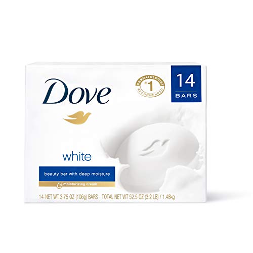 Dove Beauty Bar Gentle Cleanser for Softer and Smoother Skin with 1/4 Moisturizing Cream White More Moisturizing than Bar Soap, 3.75 oz, 14 Bars