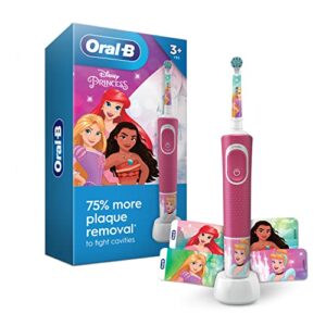 oral-b battery powered kids rechargeable electric toothbrush featuring disney princess, for kids 3+ (character may vary)