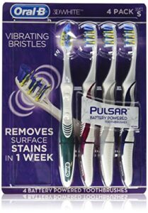 oral b 3d white luxe 4 pack pulsar battery powered toothbrushes