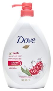 dove go fresh revive body wash, pomegranate and lemon verbena scent, 33.8 ounce (1 liter) international version