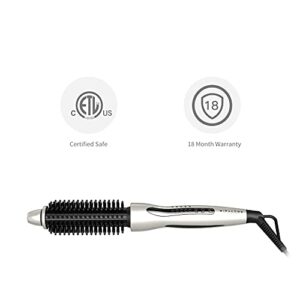 MIRACOMB Hair Curler Straightening Brush Ceramic Tourmaline Cool Touch PRO Multi Styler with 5 Heat Adjustments 1 Inch Barrel Auto Shut Off, Pearl White (Package May Vary)