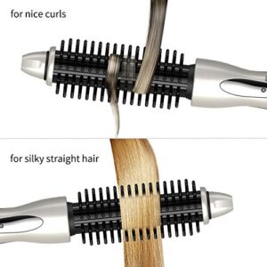 MIRACOMB Hair Curler Straightening Brush Ceramic Tourmaline Cool Touch PRO Multi Styler with 5 Heat Adjustments 1 Inch Barrel Auto Shut Off, Pearl White (Package May Vary)