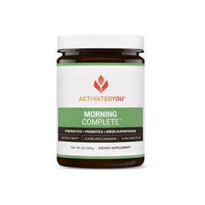 activatedyou morning complete daily wellness drink with 10 billion cfus, prebiotics, probiotics and green superfoods, 30 servings, apple cinnamon flavor