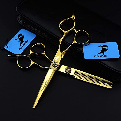 Hair Cutting Scissors, 6.0 Inch Golden Professional Japan 440C Hair Cutting Scissor - Salon Right-Hand Razor Edge Barber Scissors, Hand Sharpened