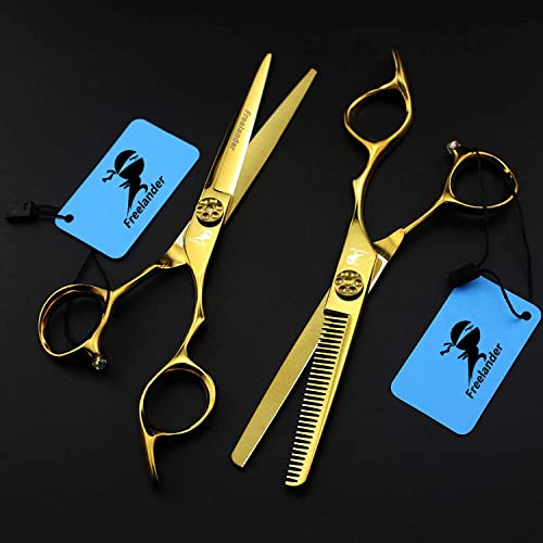 Hair Cutting Scissors, 6.0 Inch Golden Professional Japan 440C Hair Cutting Scissor - Salon Right-Hand Razor Edge Barber Scissors, Hand Sharpened