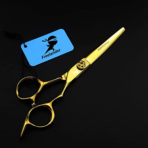 Hair Cutting Scissors, 6.0 Inch Golden Professional Japan 440C Hair Cutting Scissor - Salon Right-Hand Razor Edge Barber Scissors, Hand Sharpened