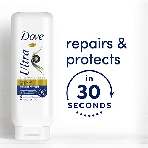 Dove Ultra Intensive Repair Concentrate Conditioner for Damaged Hair Fast Detangle Technology Repairs and Protects in 30 Seconds with 2X More Washes 20 oz