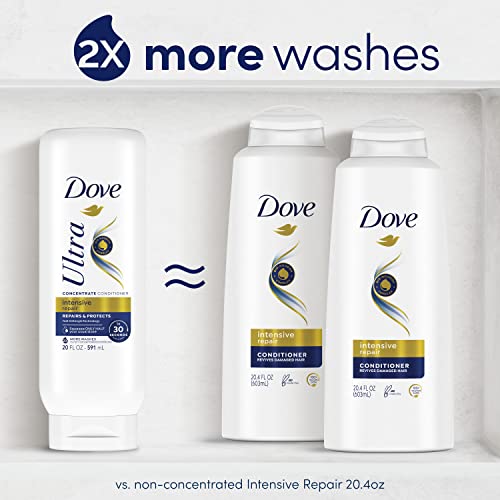 Dove Ultra Intensive Repair Concentrate Conditioner for Damaged Hair Fast Detangle Technology Repairs and Protects in 30 Seconds with 2X More Washes 20 oz