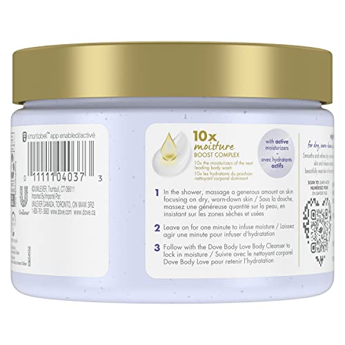 Dove Body Love Body Polish Night Recovery 3 Count for Dry, Worn-Down Skin, Body Scrub with Retinol and Botanical Oils for Silky, Smooth Skin 12 oz