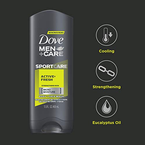 DOVE MEN + CARE SportCare Body Wash Active Fresh Effectively Washes Away Bacteria While Nourishing Your Skin, 17.99 fl oz (pack of 1)