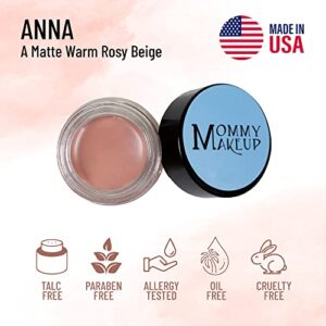 Mommy Makeup Any Wear Creme in Anna (a matte warm rosy beige) - The ultimate multi-tasking cosmetic - Smudge-proof Eye Shadow, Cheek Color, and Lip Color all-in-one [Anna]