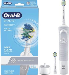 oral-b vitality floss action rechargeable power toothbrush, blue and white